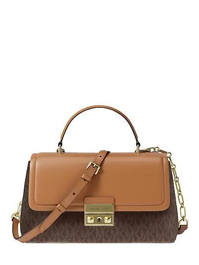 Michael Kors Tribeca Medium Signature Logo Satchel - Brown