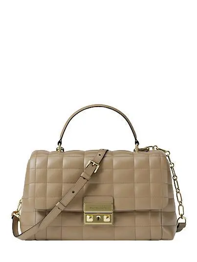 Michael Kors Tribeca Medium Quilted Leather Satchel - Natural