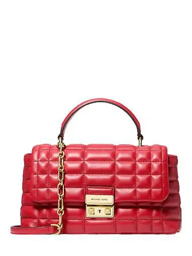 Michael Kors Tribeca Medium Quilted Leather Satchel - Red