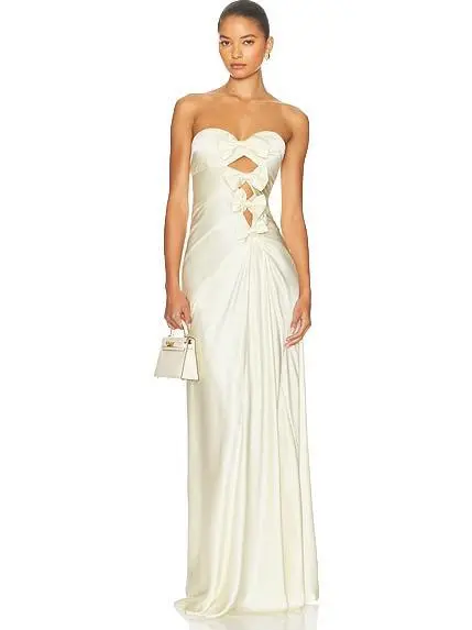 HELSA The Silk Faye Dress - Egg Shell