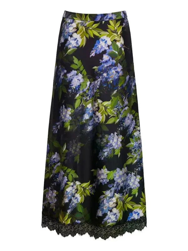 Cara Cara Floral-lace A-line Skirt - Black