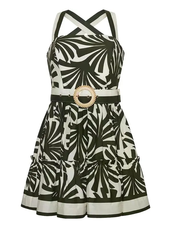 Cara Cara Geometric Print Mini Dress - White