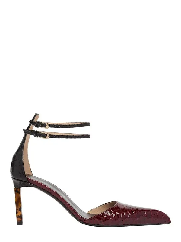TOM FORD Python-effect Stiletto T-strap Pumps - Ruby