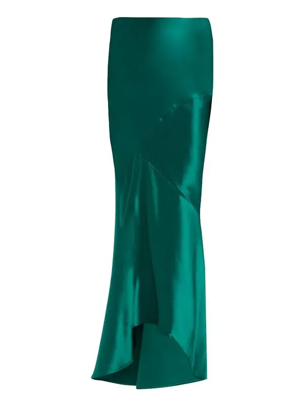 TOM FORD Asymmetric Satin Maxi Skirt - Forest