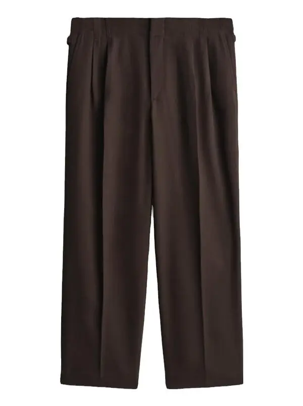 Cos Pleated Wool-blend Trousers - Brown