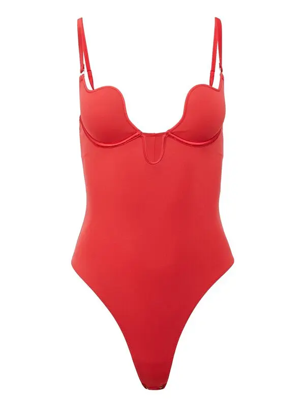 Fleur Du Mal U-plunge Bodysuit - Rouge