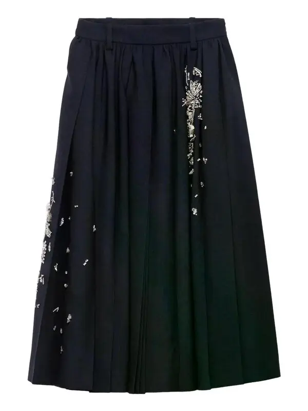 Prada Pleated Embellished Skirt - Blue