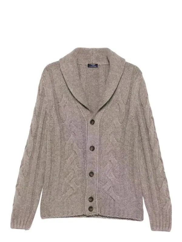 BARBA NAPOLI Cable-knit Shawl Cardigan - Neutrals
