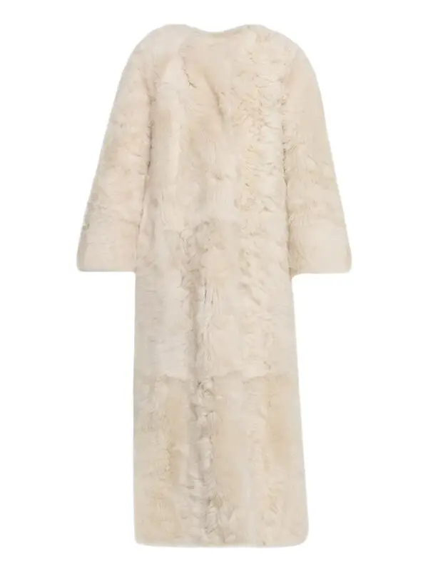 YVES SALOMON Long Toscana Shearling Coat - Meringue