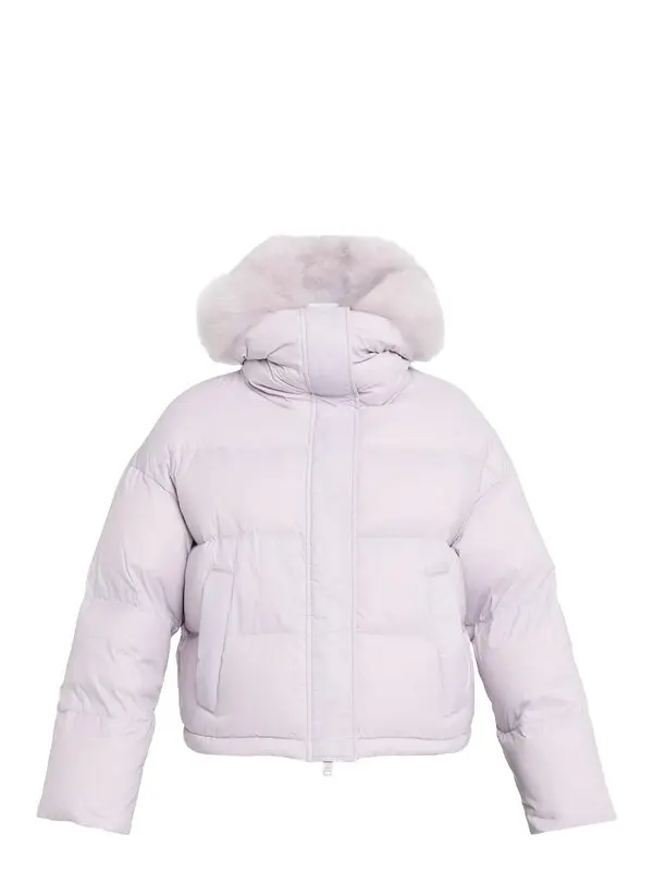 YVES SALOMON Short Down Jacket With Removable Fur Trim - Lilac
