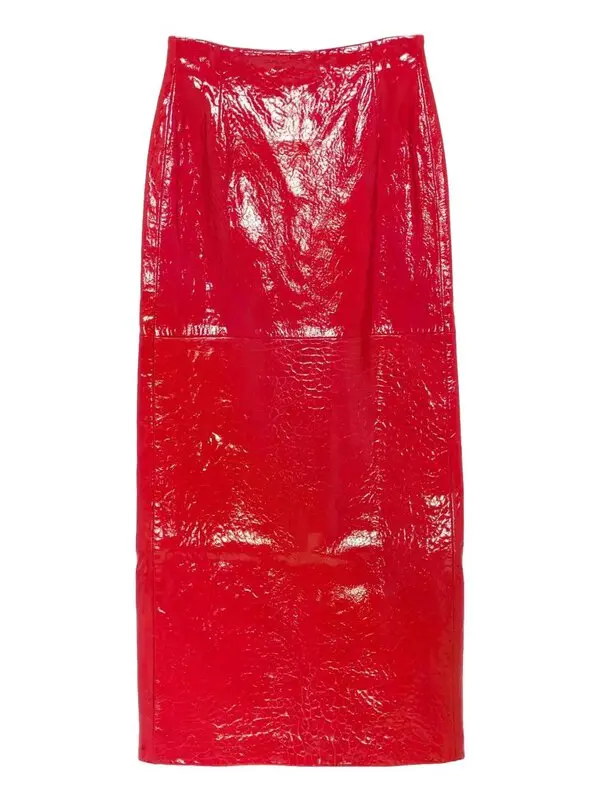 CASSELL Embossed-effect Midi Skirt - Red