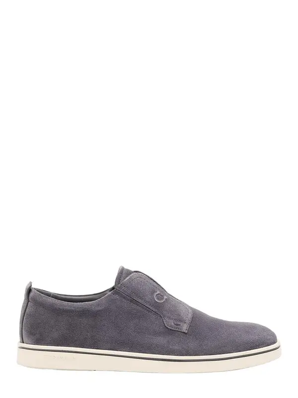 FERRAGAMO Alfie Suede Gancini Stamp Slip-on Sneakers - Blue