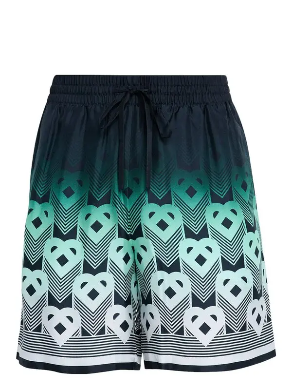 Casablanca Silk Monogram Drawstring Shorts - Green