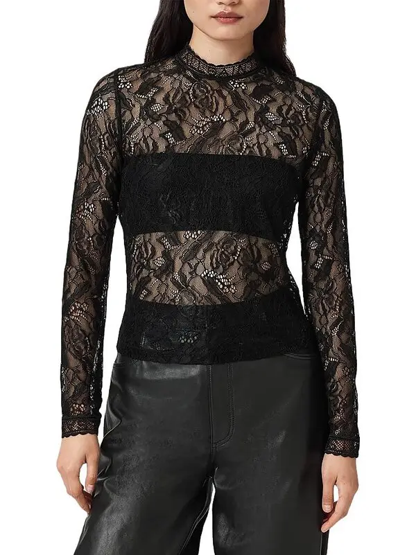 ALLSAINTS Aria Lace Top - Black