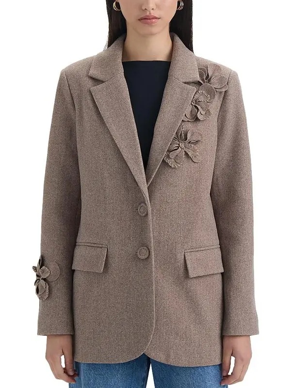 NVLT 3d Floral Appliqué Blazer - Taupe Mix