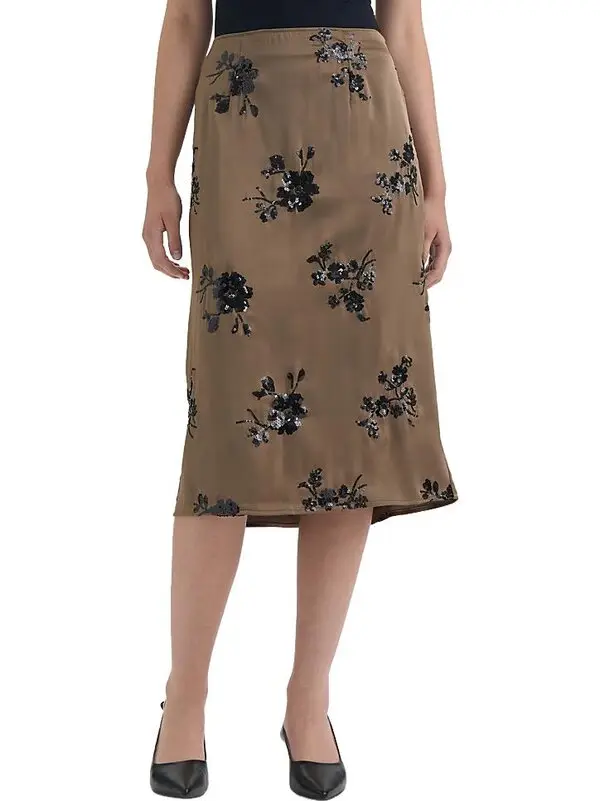 NVLT Embellished Midi Skirt - Oak