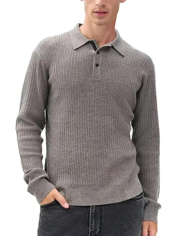 Rag & Bone Crawford Wool & Cashmere Blend Polo Sweater - Brown