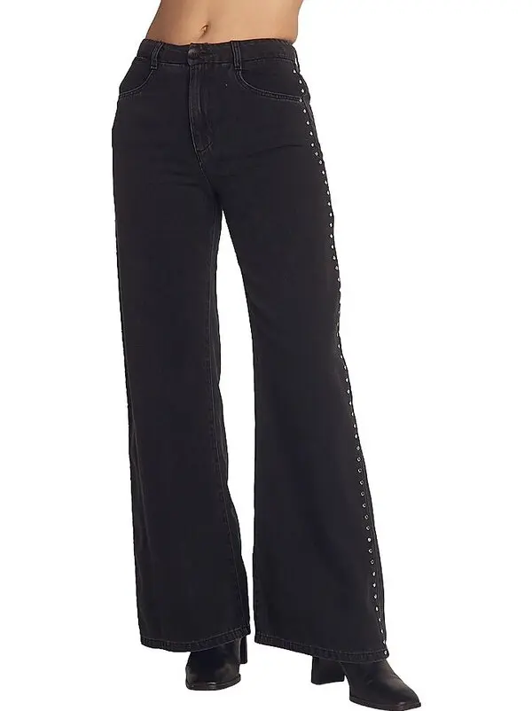 Bella Dahl Anya Studded High Rise Wide Leg Jeans - Moon Shadow