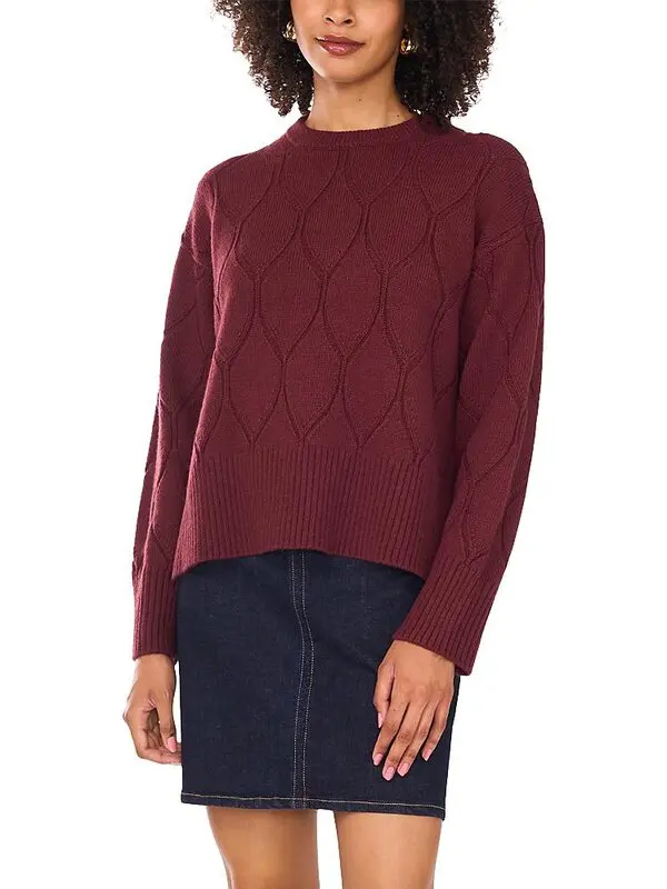 Vince Camuto Pointelle Pattern Sweater - Crisp Merlot