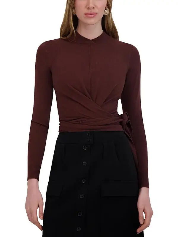 POINT Mandarin Wrap Top - Chocolate