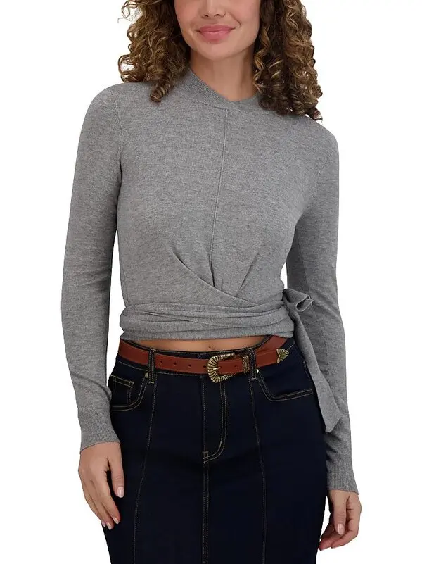 POINT Mandarin Wrap Top - Heather Grey