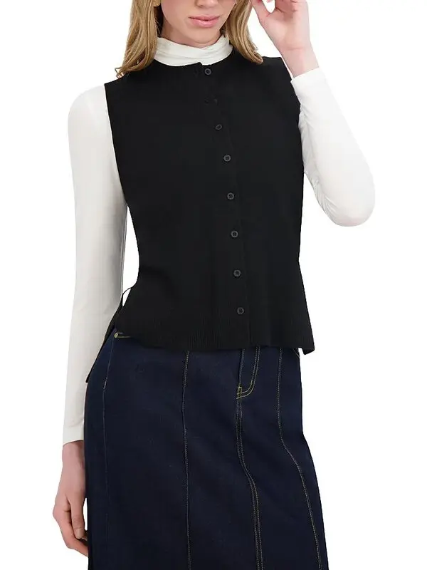 POINT Knit High-low Vest - Black