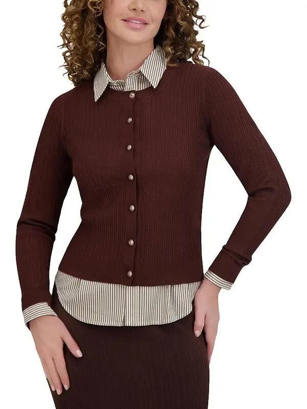 POINT Cable Knit Cardigan - Chocolate
