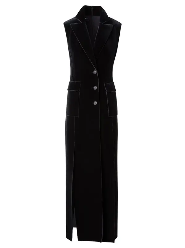 Akris Neoprene Velvet Tuxedo Gown - Black