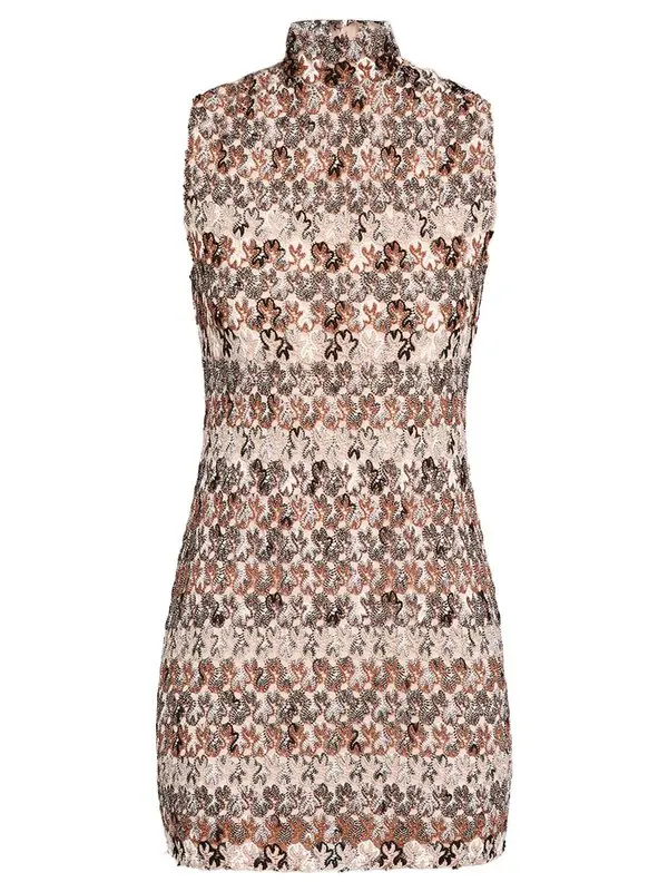 Missoni Metallic Lace Mini Dress - S80dq-light Brown To