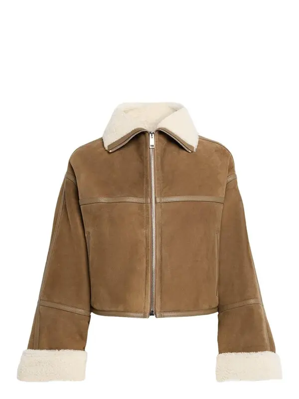 YVES SALOMON Suede & Merino Lambskin Cropped Jacket - Chouquette
