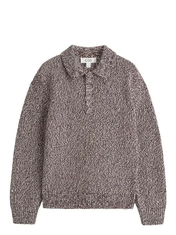 Cos Wool-blend Half-zip Polo Sweater - Brown
