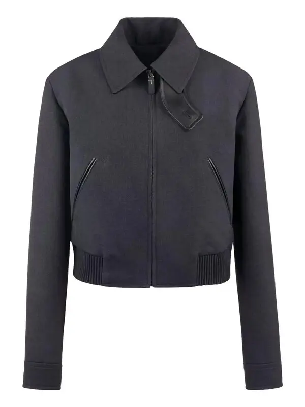 TOD'S Leather-trimmed Bomber Jacket - Blue