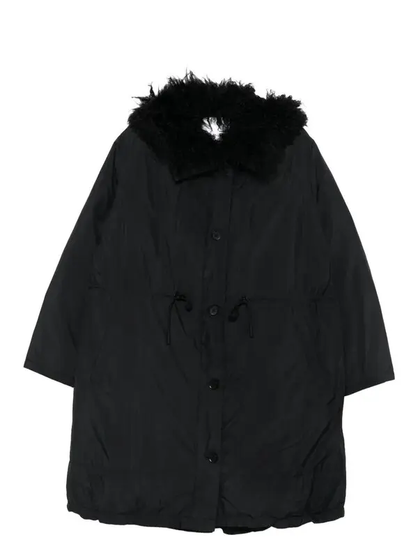 YVES SALOMON Faux Fur-trim Jacket - Black
