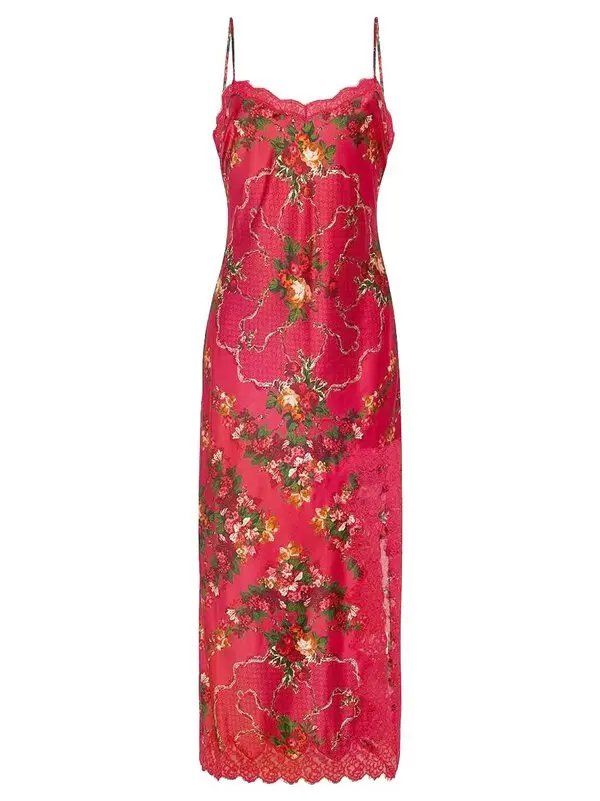 Cara Cara Floral Lace-trimmed Slip Dress - Pink