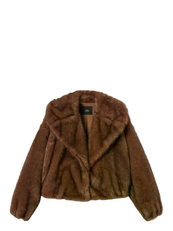 TWINSET Oversized Faux Fur Jacket - Brown