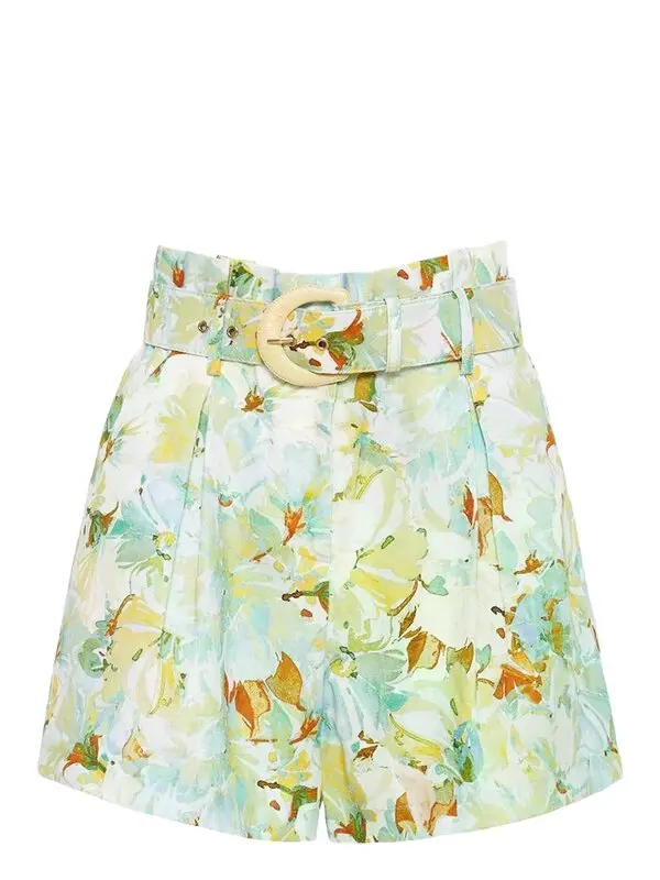 Cara Cara Floral-print Belted Shorts - Blue