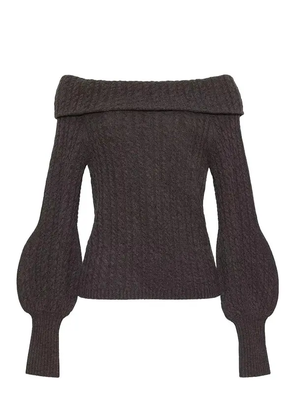 Cara Cara Cable-knit Off-the-shoulder Sweater - Grey