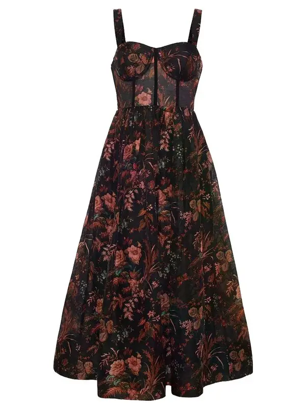 Cara Cara Floral-print Midi Dress - Black