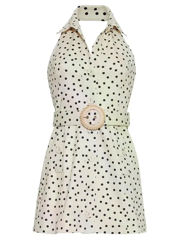 Cara Cara Parker Polka-dot Mini Dress - White