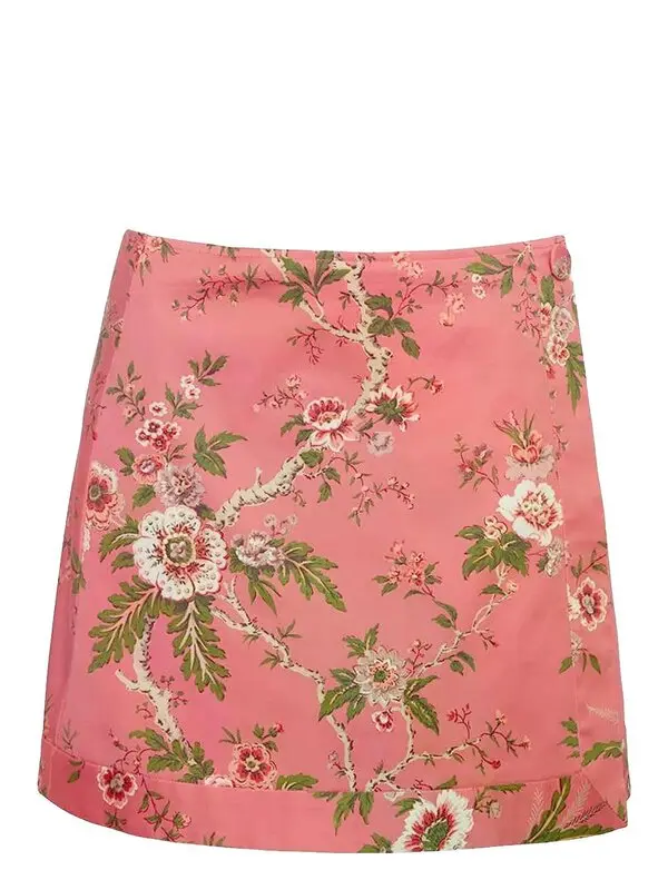 Cara Cara Floral-print A-line Skirt - Pink