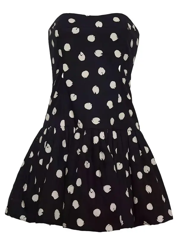 Cara Cara Polka-dot Ruffled Dress - Black