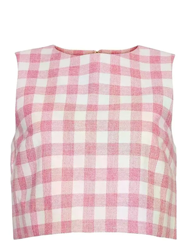 Cara Cara Gingham Sleeveless Top - Pink