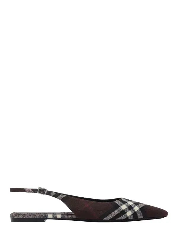 Burberry Check Slingback Flat Pumps - Brown