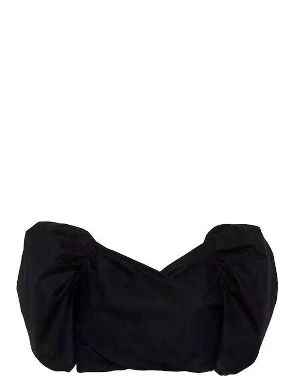 Cara Cara Puff-sleeve Wrap Top - Black