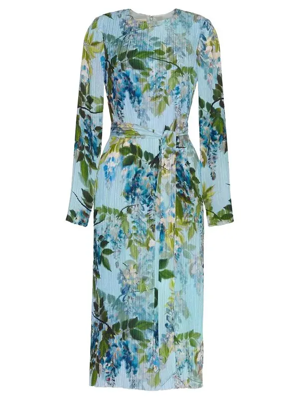 Cara Cara Pleated Floral-print Midi Dress - Blue