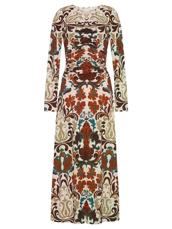 Cara Cara Floral-print Gathered Maxi Dress - Neutrals