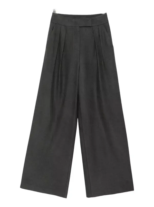 THELAURENT Pleated Wide Leg Trousers - Grey