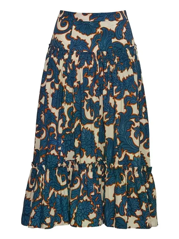 Cara Cara Floral-print Skirt - Blue