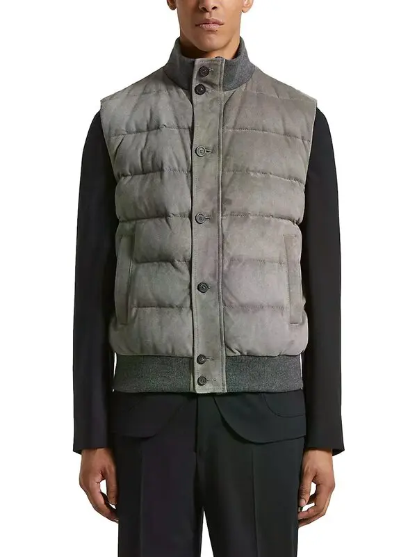 Peserico Quilted Suede Gilet - Grey