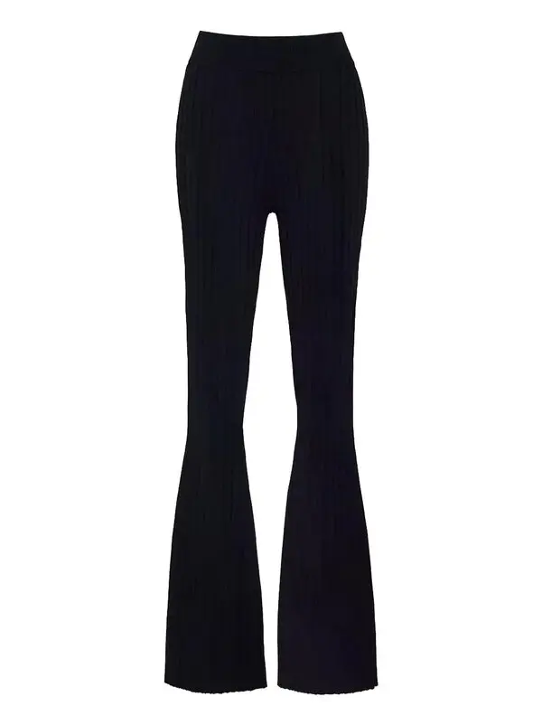Cara Cara Ribbed Flared Trousers - Black